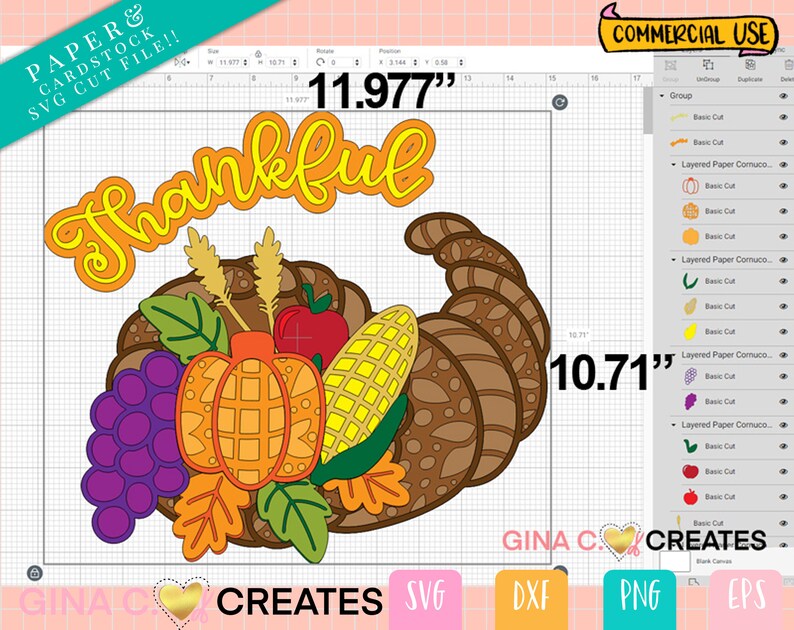 Layered Cornucopia Thanksgiving SVG Cut File - Etsy