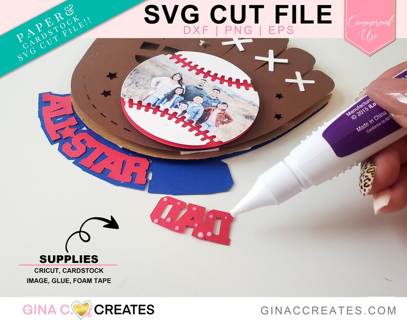3D Father's Day All-star Dad SVG Cut File, Baseball Mitt and Ball SVG ...