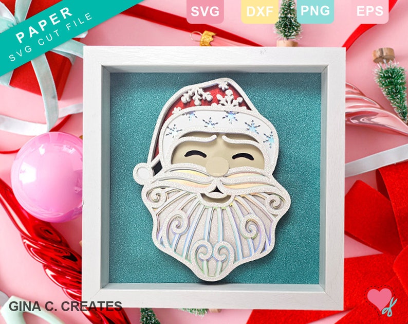 Layered Santa Mandala SVG Cut File, Layered Santa for Shadow Box - Etsy