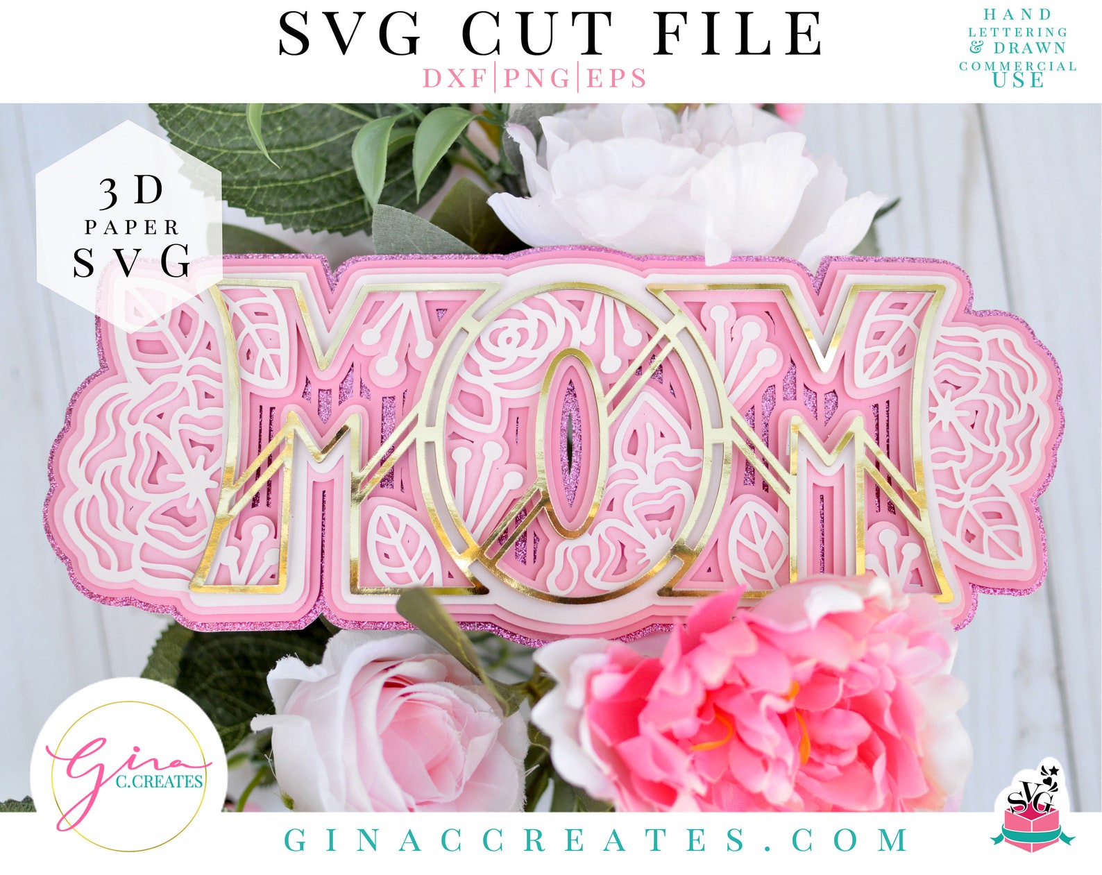 3D Mom With Flowers SVG Cut File, 3D Paper Card Stock SVG - Etsy