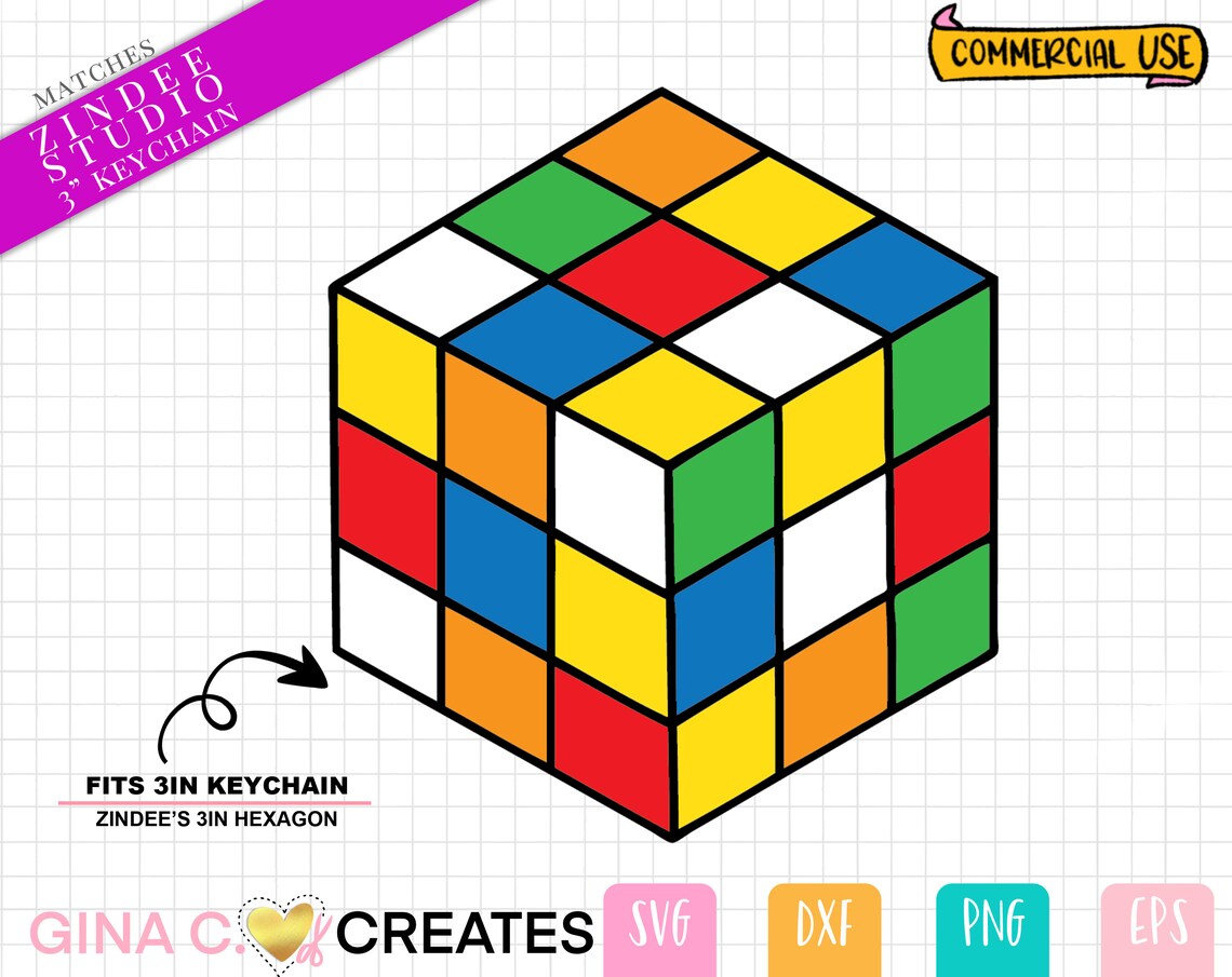 80's Rubik's Cube SVG Hexagon Keychain Svg - Etsy