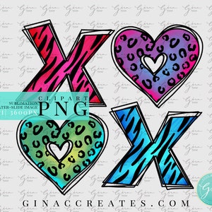 XOXO SVG and PNG Bundle, Valentine's Day Xoxo Sublimation Image, Zebra ...