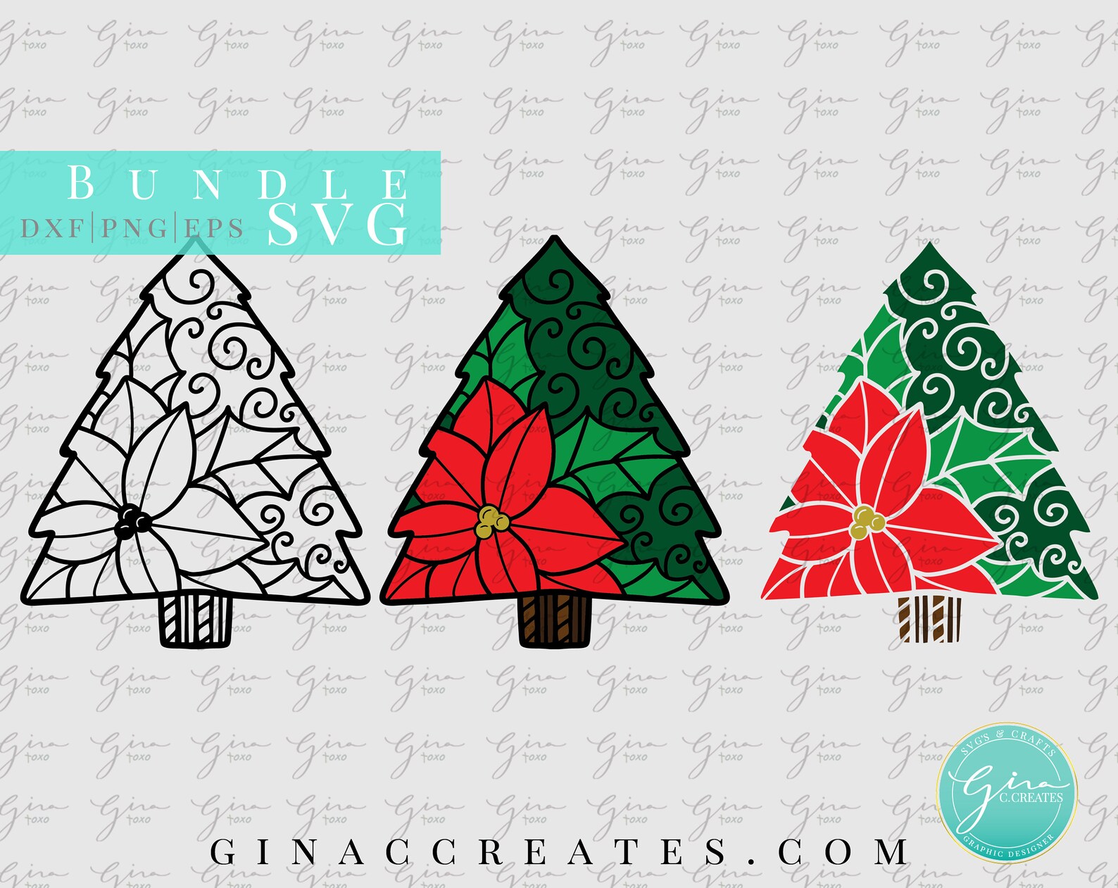 Poinsettia Christmas Tree SVG Bundle - Etsy