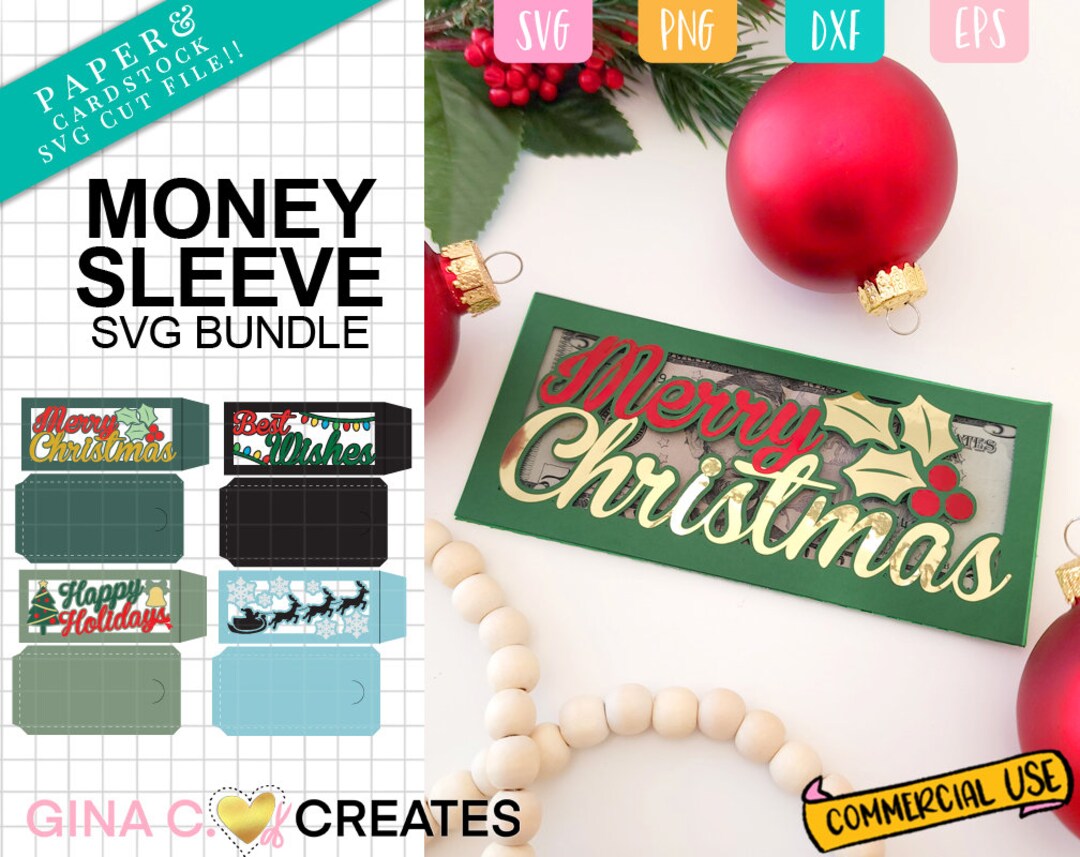 Christmas Money Card SVG, Money Sleeve SVG Bundle - Etsy