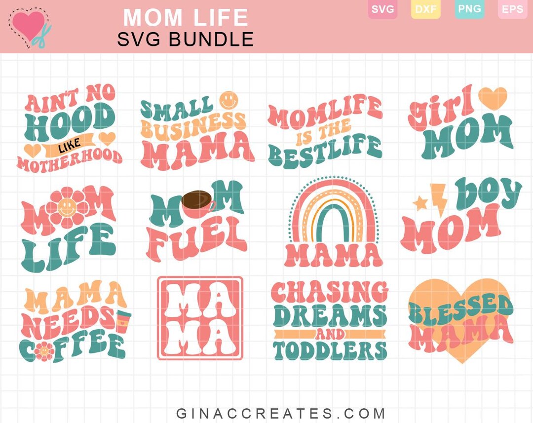 Mom Life SVG Bundle | Retro Groovy Mama Cut Files | Cricut and ...