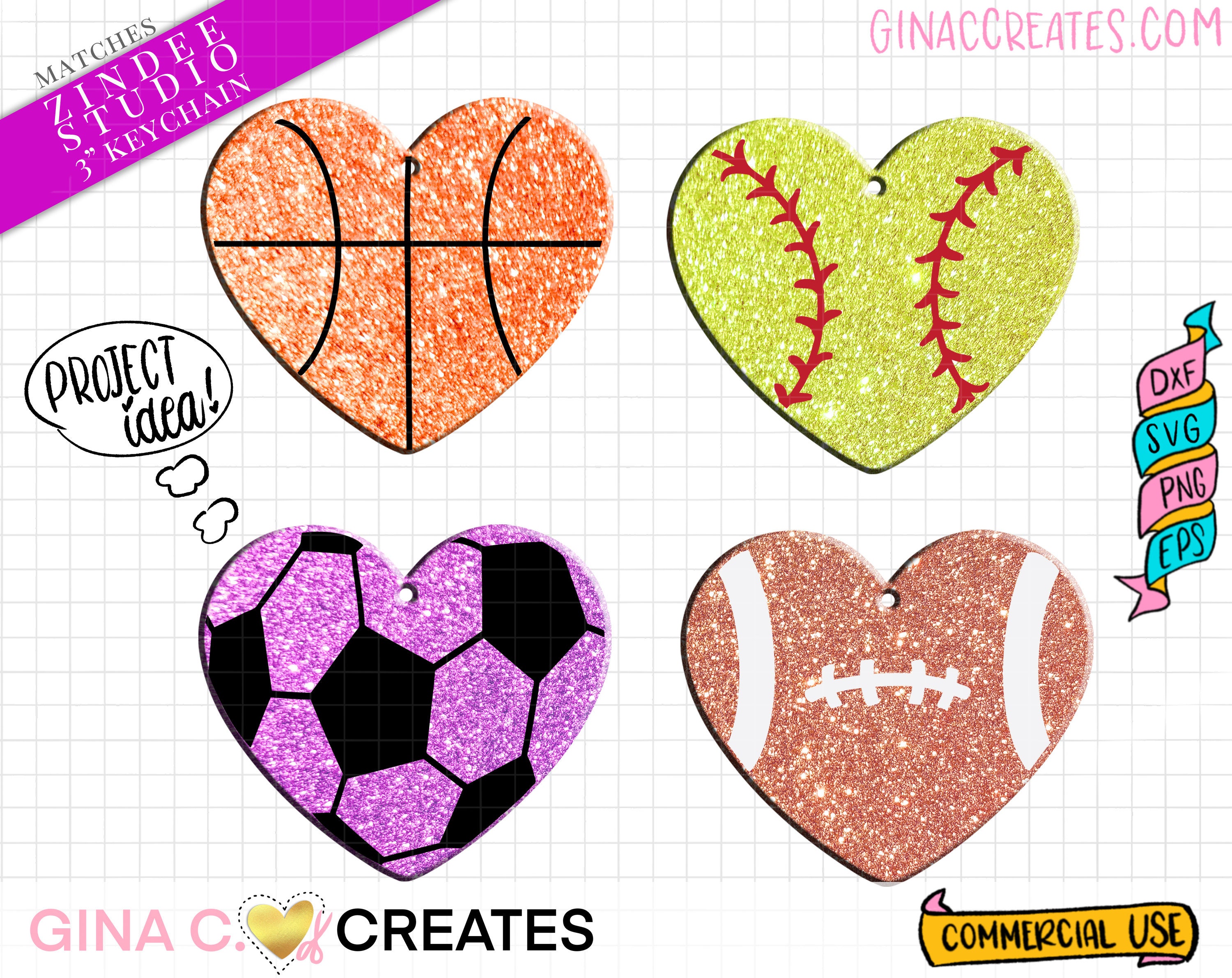 Sports Heart SVG. Sports Ball Heart Keychain Svg - Etsy