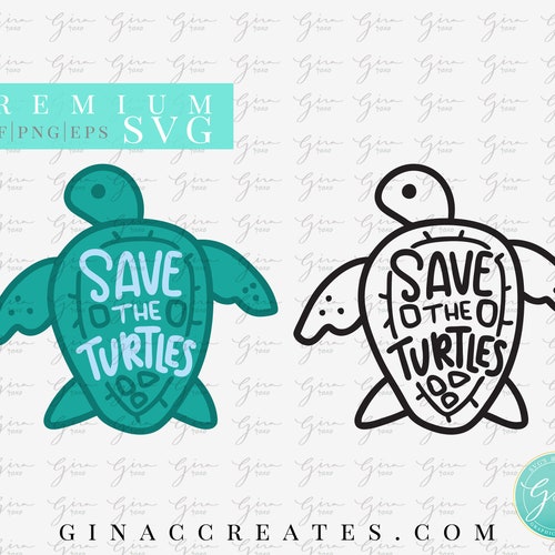 Save the Turtles SVG Cut File VSCO Girl Svg - Etsy