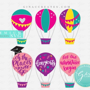 Hot Air Balloons SVG Cut File, Graduation Cap SVG, Congrats SVG, Othe ...