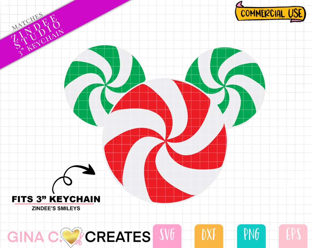 Christmas Peppermint Mouse Head SVG Cut File, SVG for Zindee's 3 Inch ...