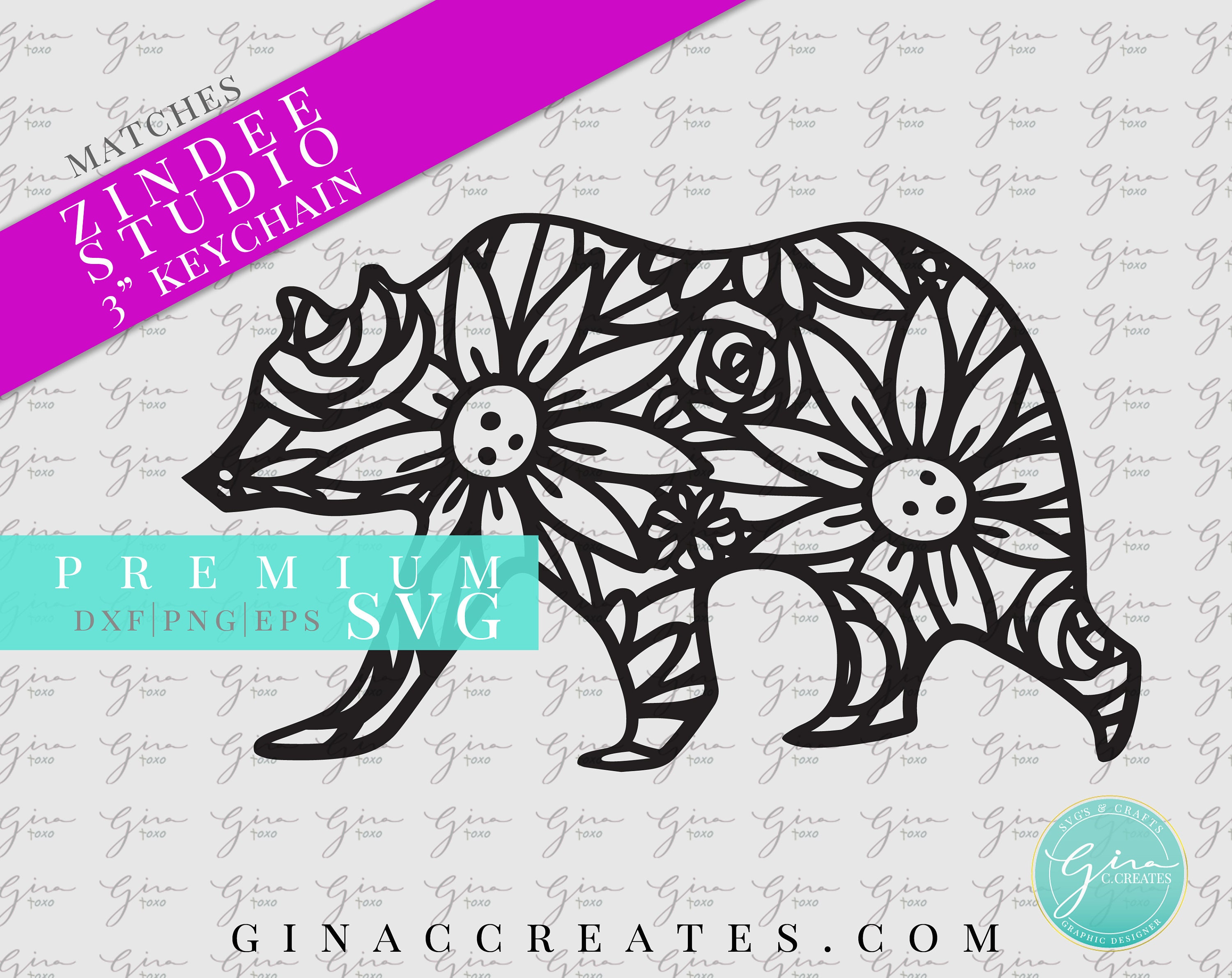 Floral Mandala Bear SVG Cut File Svg for 3 Inch Bear Key - Etsy