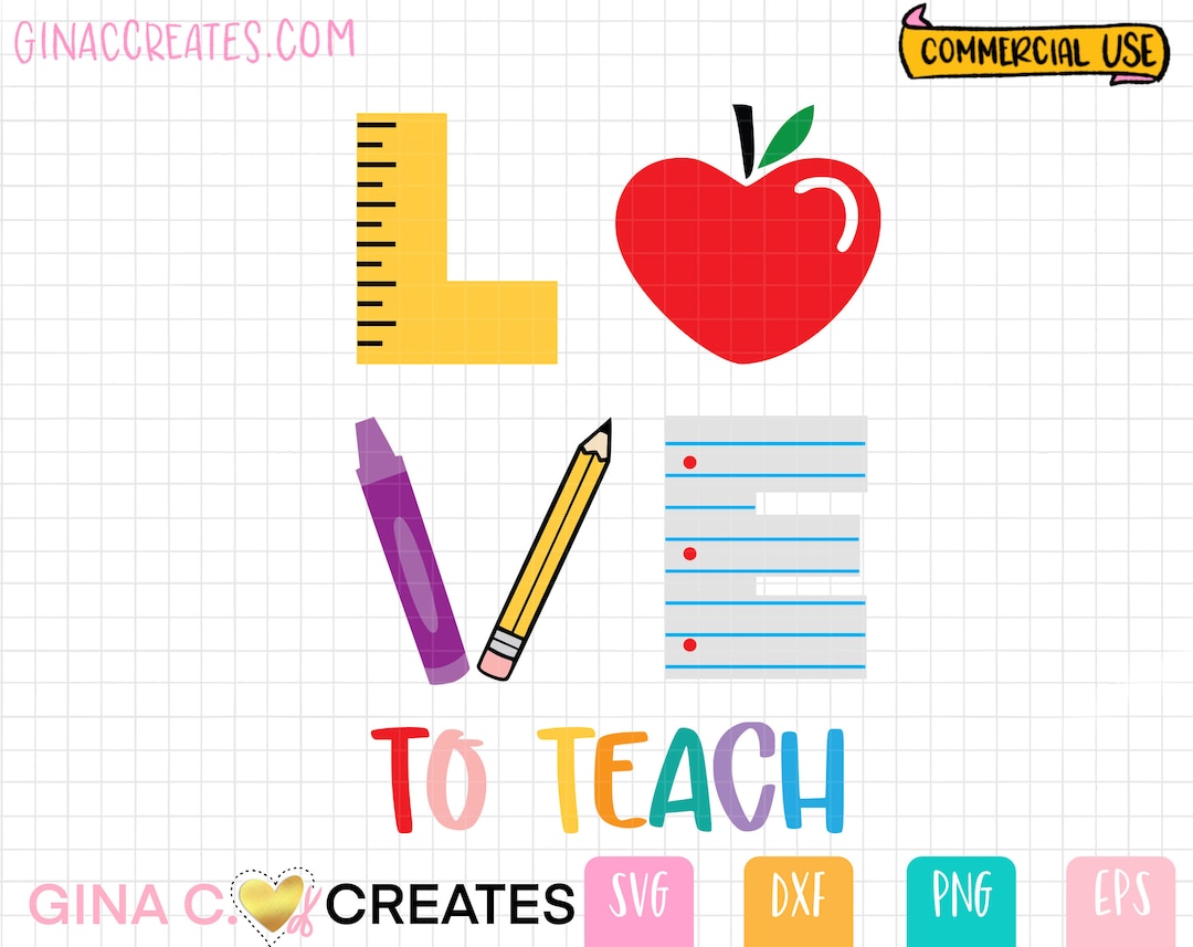 Teacher SVG, Love to Teach SVG, Back to School SVG - Etsy