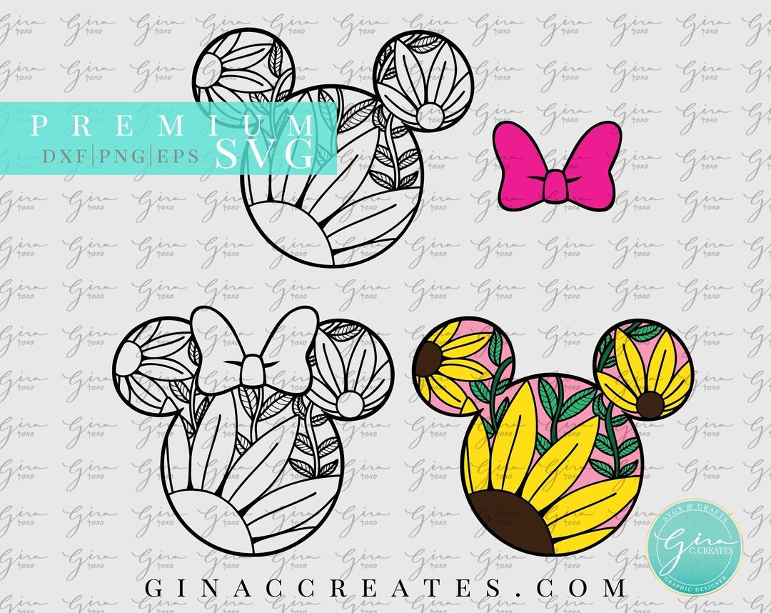Sunflower Mouse Head SVG Bundle, Floral Mouse SVG - Etsy