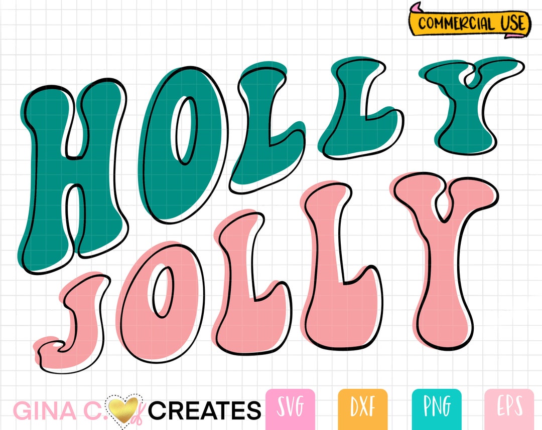 Retro Holly Jolly Christmas SVG Cricut Cut File - Etsy