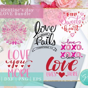 Love SVG Bundle, 7 Different Valentine's Day SVG Cut Files, Love Never ...