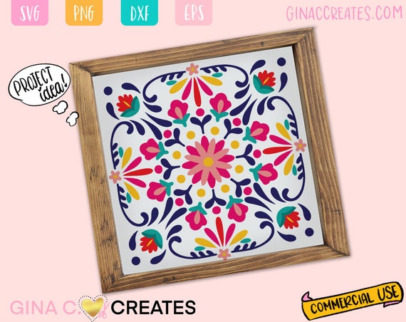 Floral Mexican Tile Pattern SVG Colorful SVG | Etsy