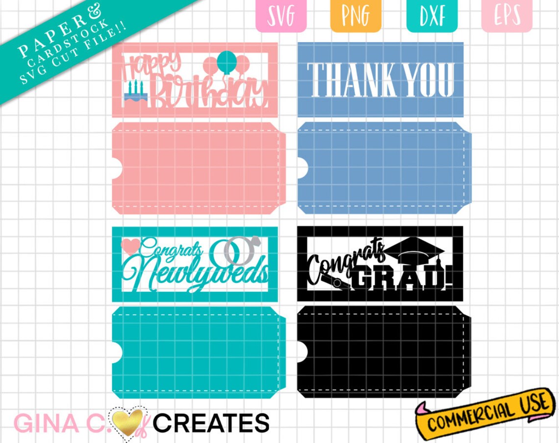 Money Card SVG Birthday Card Svg Graduation Card Svg Thank - Etsy