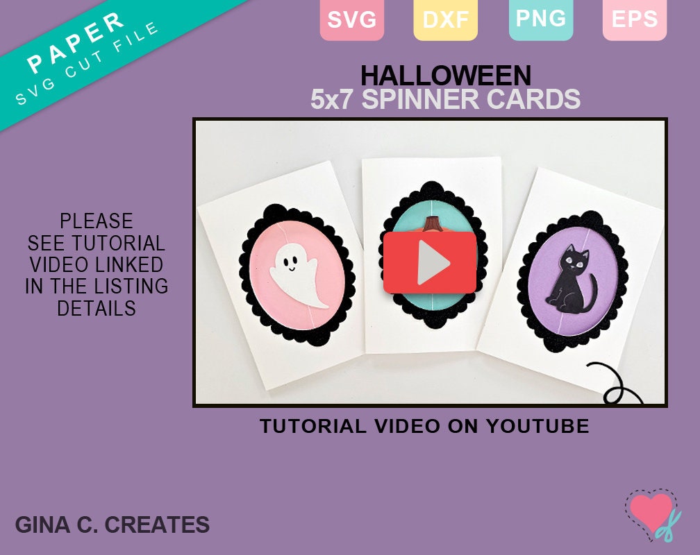 Halloween Spinner Card SVG Bundle, Ghost Card Template, Pumpkin Card ...