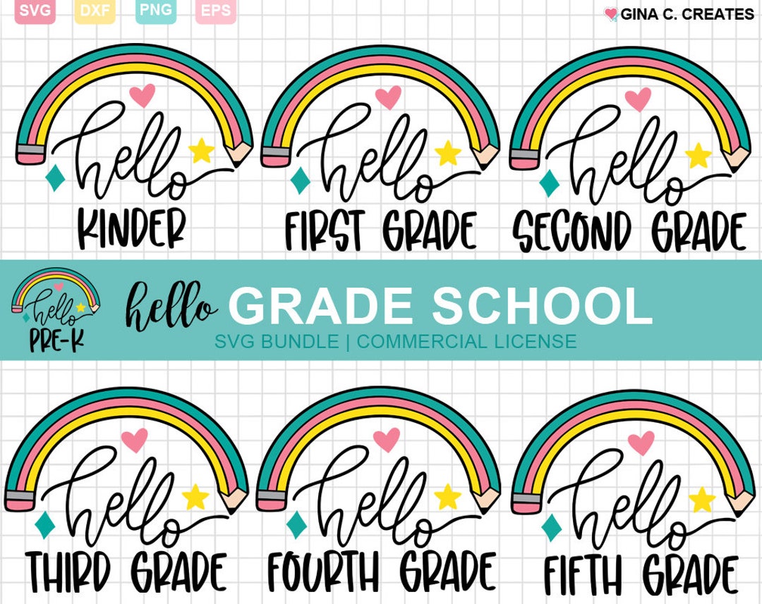 Back to School SVG Bundle, Hello School SVG, Grade School SVG Bundle - Etsy