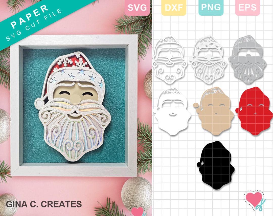 Layered Santa Mandala SVG Cut File, Layered Santa for Shadow Box - Etsy