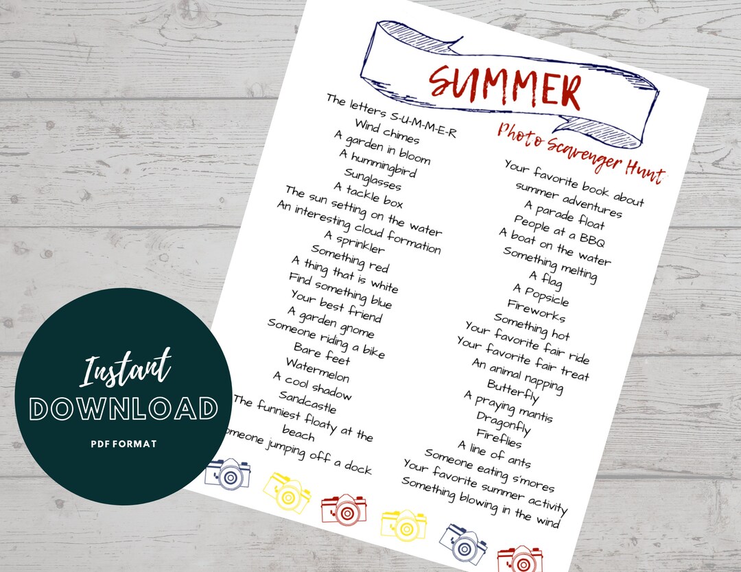 Summer Themed Scavenger Hunt, Treasure Hunt, Photo Challenge, Screen ...