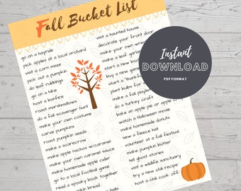 Fall Bucket List Printable BONUS Blank Copy Included Autumn Bucket List ...