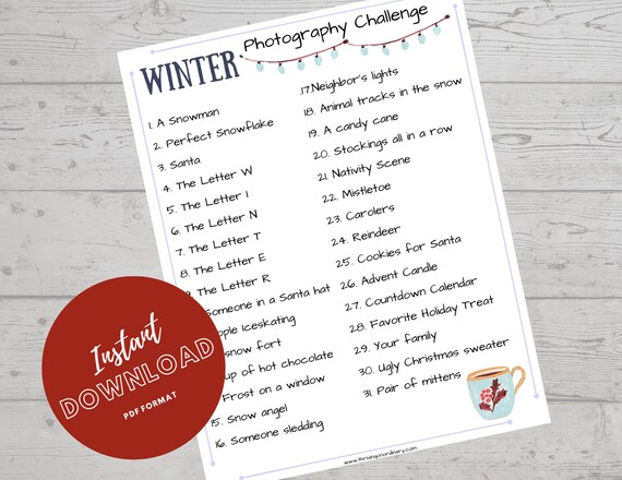 Winter Scavenger Hunt Photography Challenge Winter Adventure | Etsy