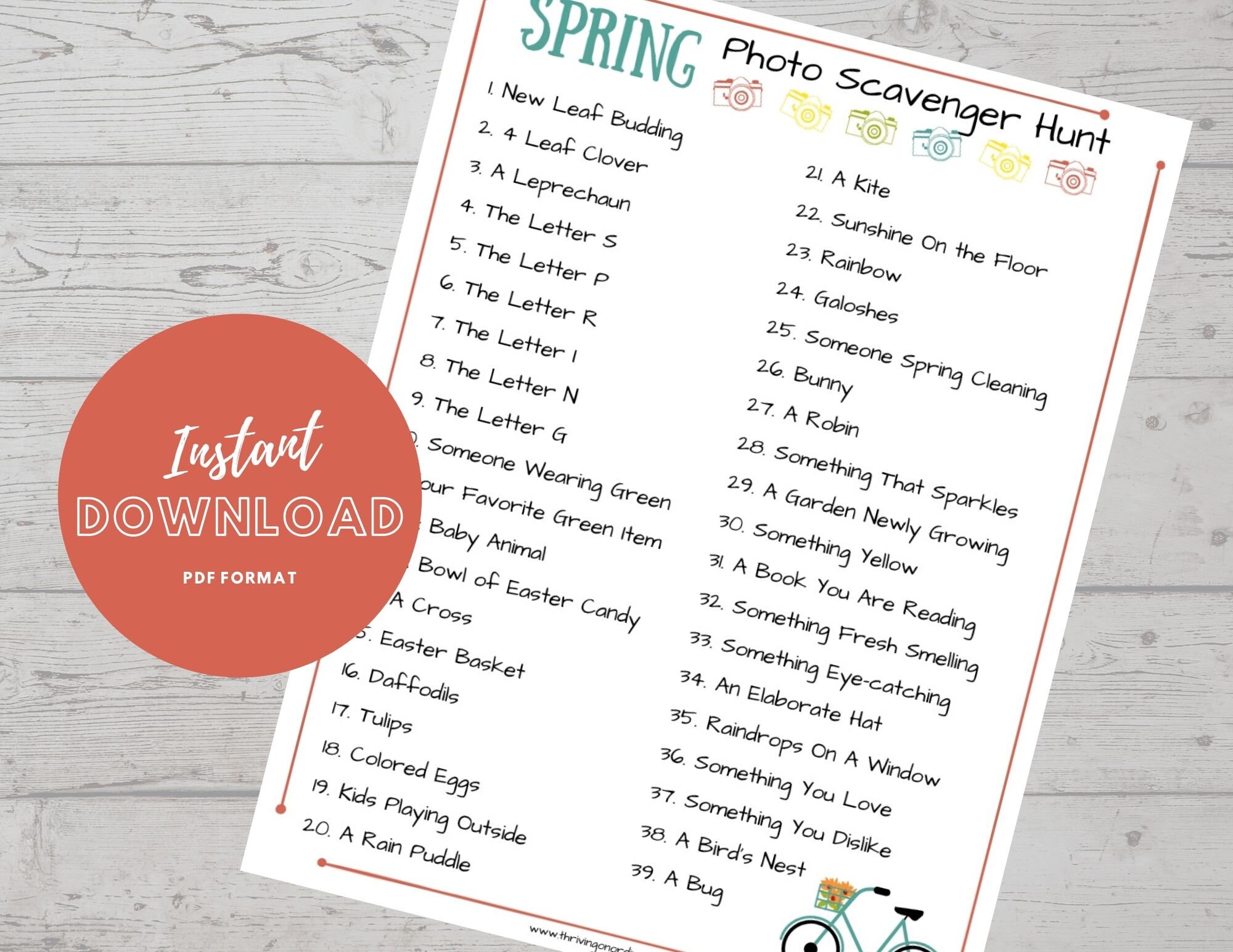 Spring Scavenger Hunt, Seasonal Themed Scavenger Hunt, Photo Challenge ...