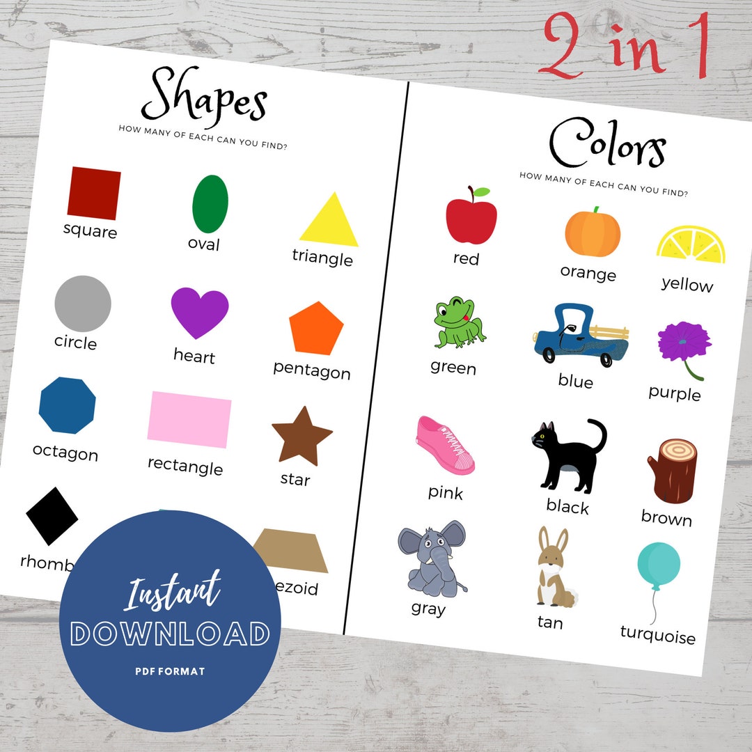 Shapes & Colors, 2 in 1 Scavenger Hunt, Learning Tool for Pre-schoolers ...