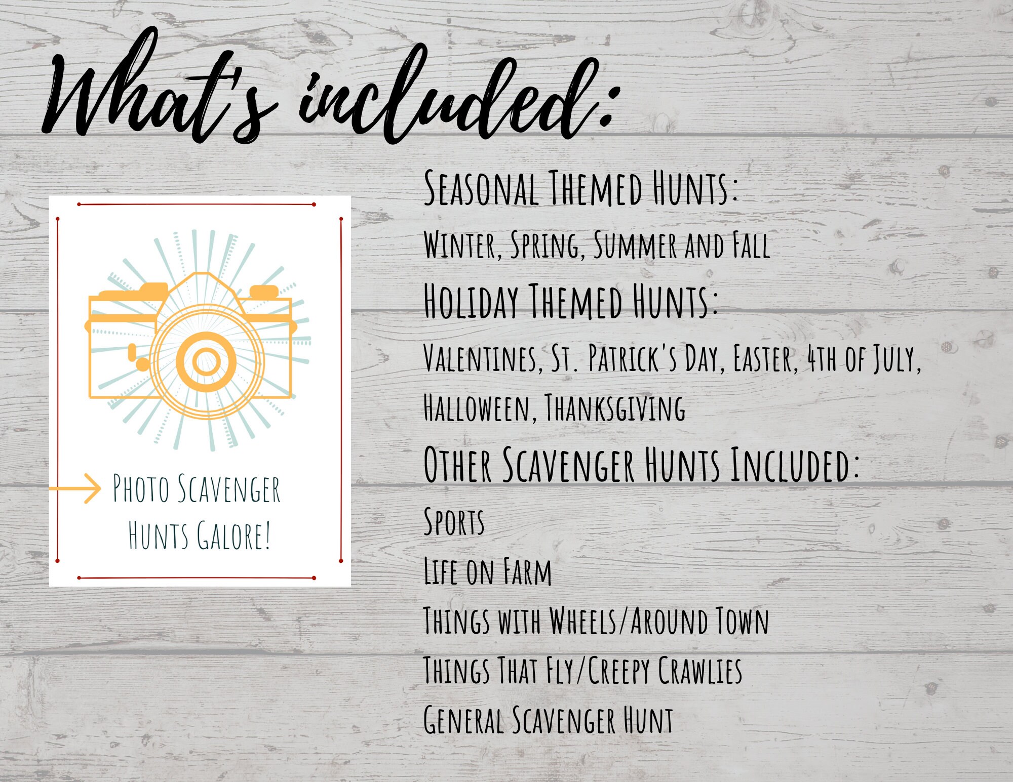 Big Pack of Scavenger Hunts, Scavenger Hunt Bundle, Photography ...