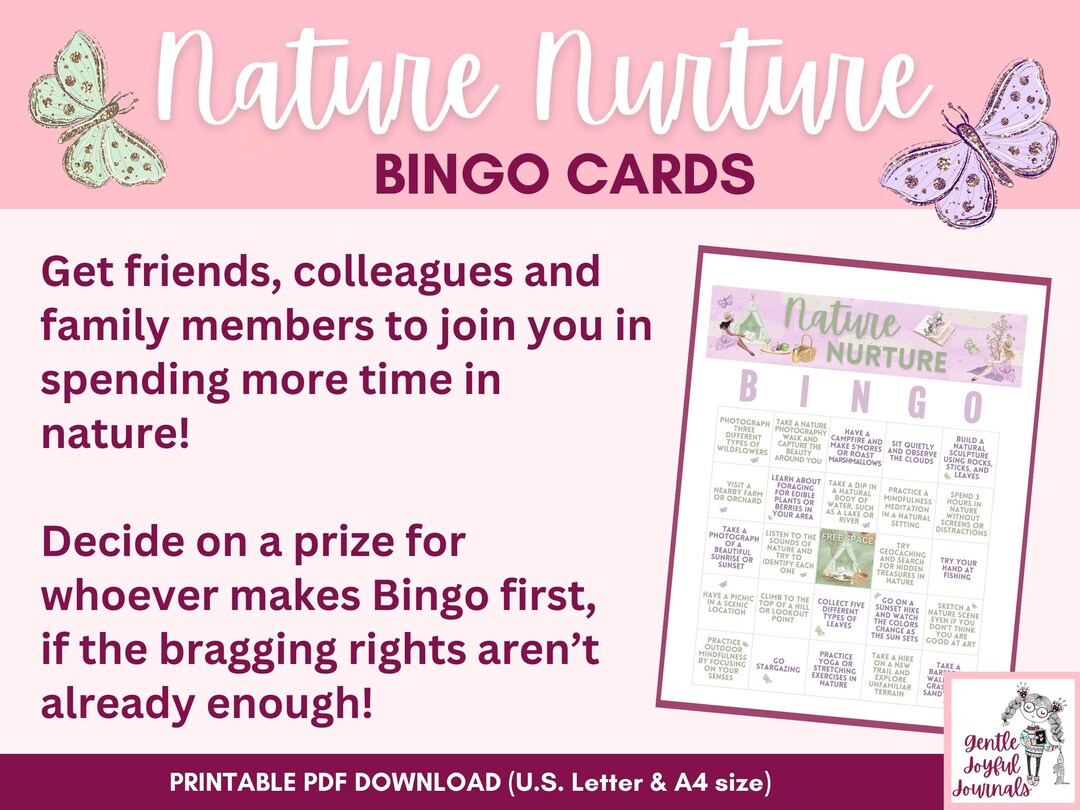 Nature Challenge Bingo Printable 60 Unique Bingo Cards LARGE GROUPS ...