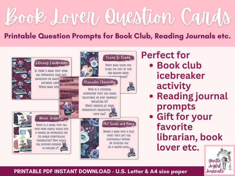 Book Lover Printable Question Cards Spark Meaningful Conversations ...