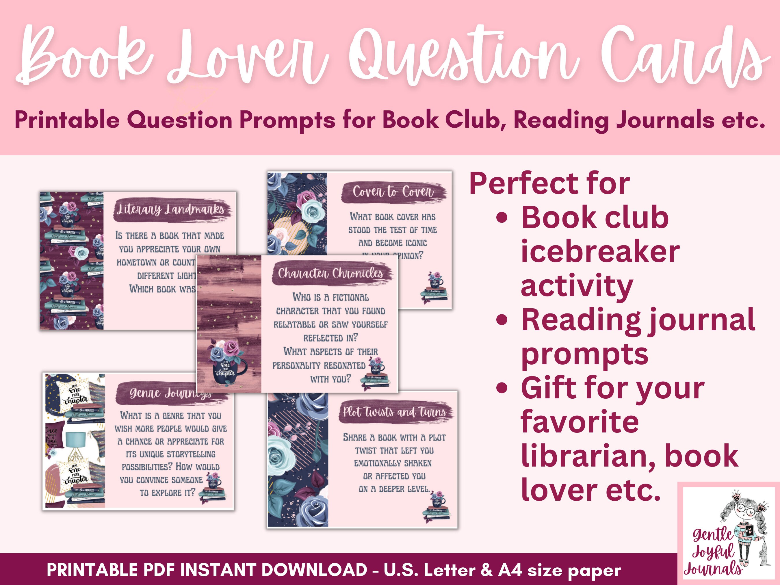 Book Lover Printable Question Cards Spark Meaningful Conversations ...