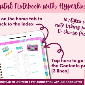 90s Retro Digital Notebook 12 Custom Sections Hyperlinked Notepad ...