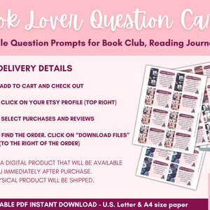 Book Lover Printable Question Cards Spark Meaningful Conversations ...