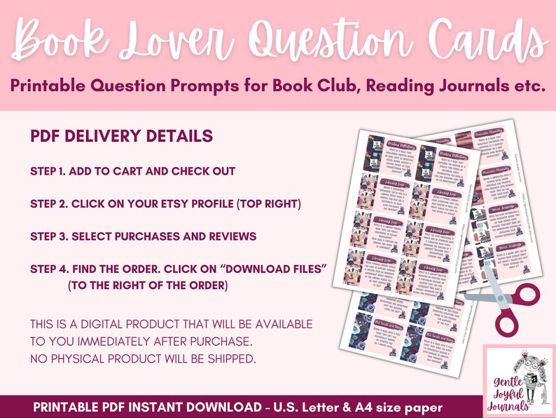 Book Lover Printable Question Cards Spark Meaningful Conversations ...