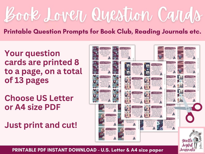 Book Lover Printable Question Cards Spark Meaningful Conversations ...