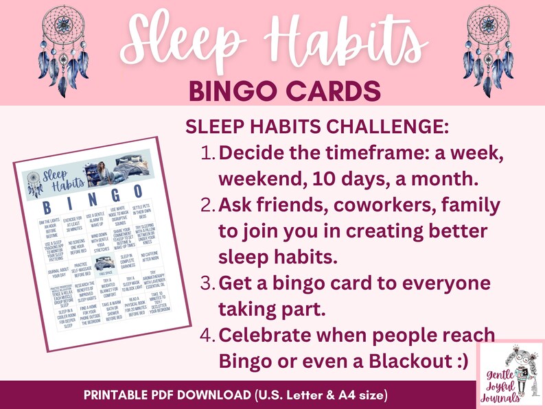 Sleep Habits Bingo Printable 60 Unique Bingo Cards Sweet Dreams LARGE ...