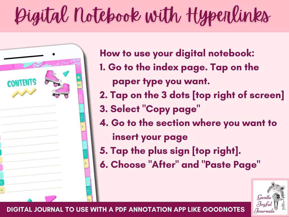 90s Retro Digital Notebook 12 Custom Sections Hyperlinked Notepad ...