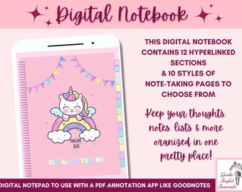 90s Retro Digital Notebook 12 Custom Sections Hyperlinked Notepad ...