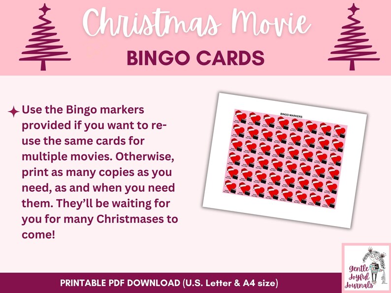 Christmas Movie Bingo Printable 60 Unique Bingo Cards Cheesy Xmas Films ...
