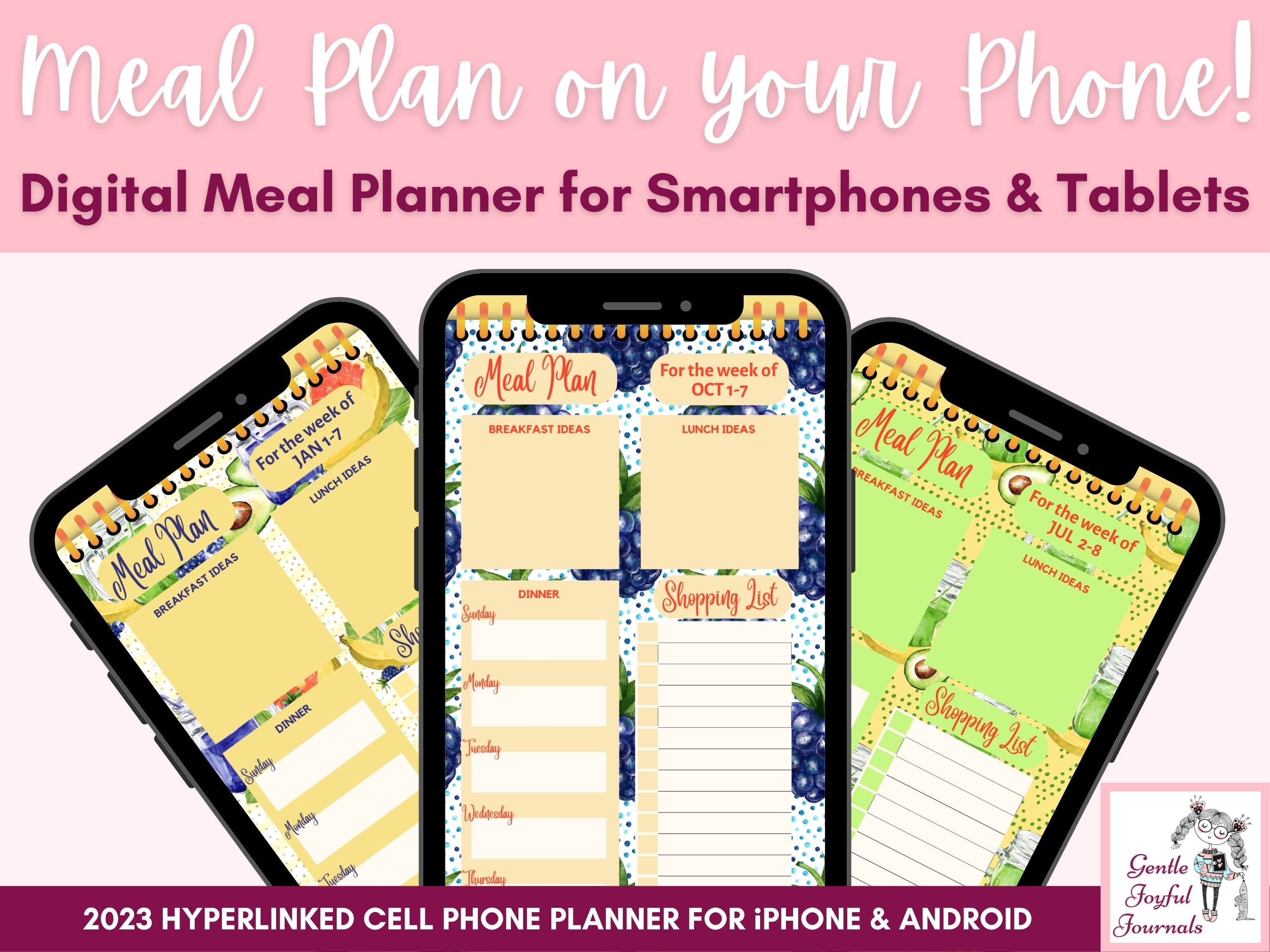 Meal Planner for iPhone Android Digital Phone Planner Digital - Etsy