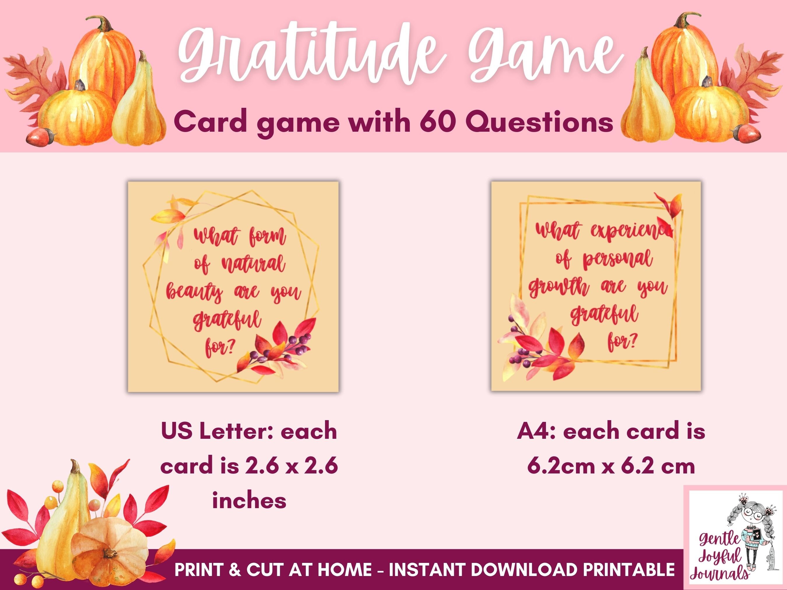 Gratitude Game Printable Question Cards Thanksgiving Activity Spark ...
