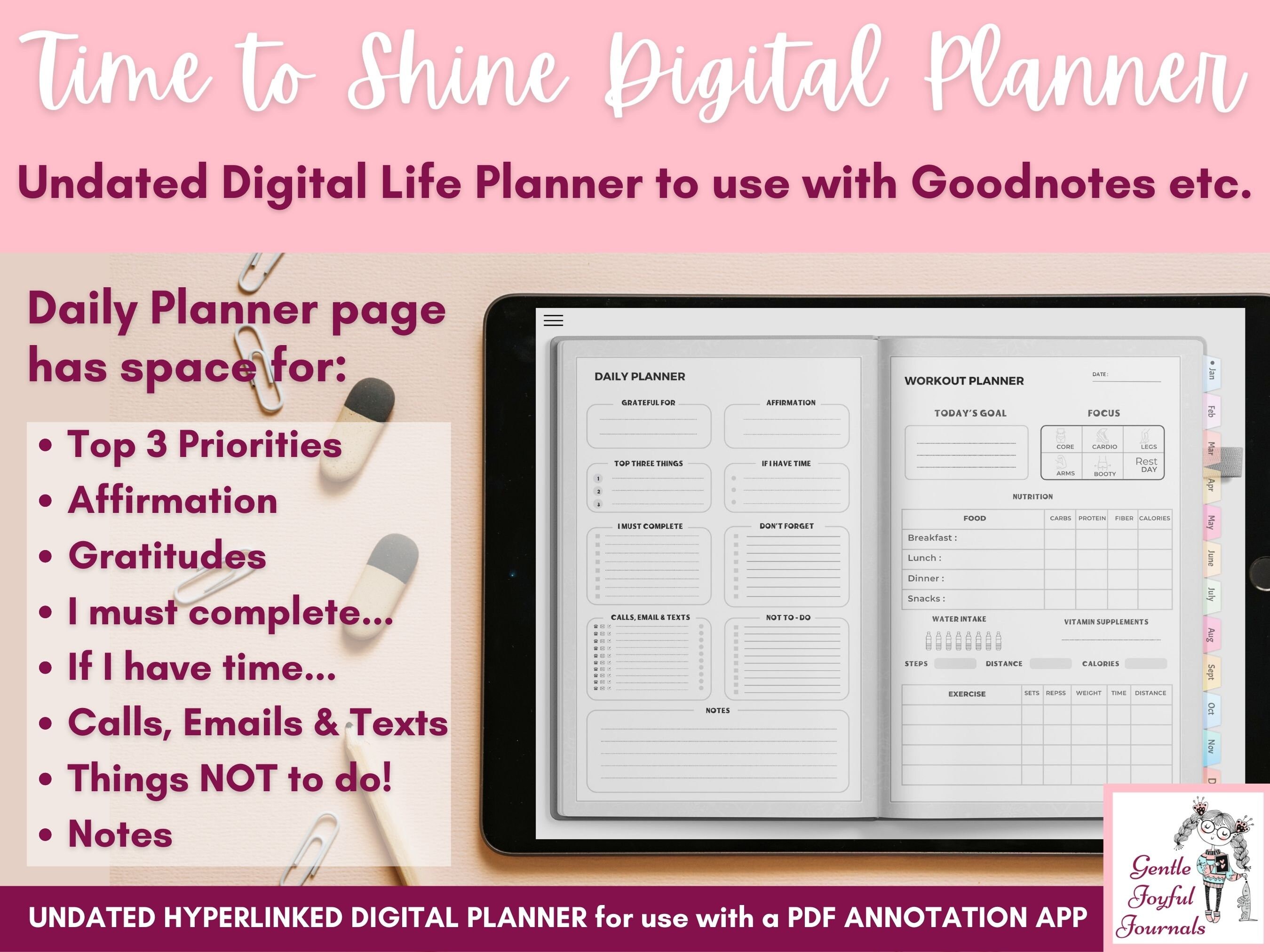 Undated Digital Planner for Goodnotes Your Time to Shine Planner for ...