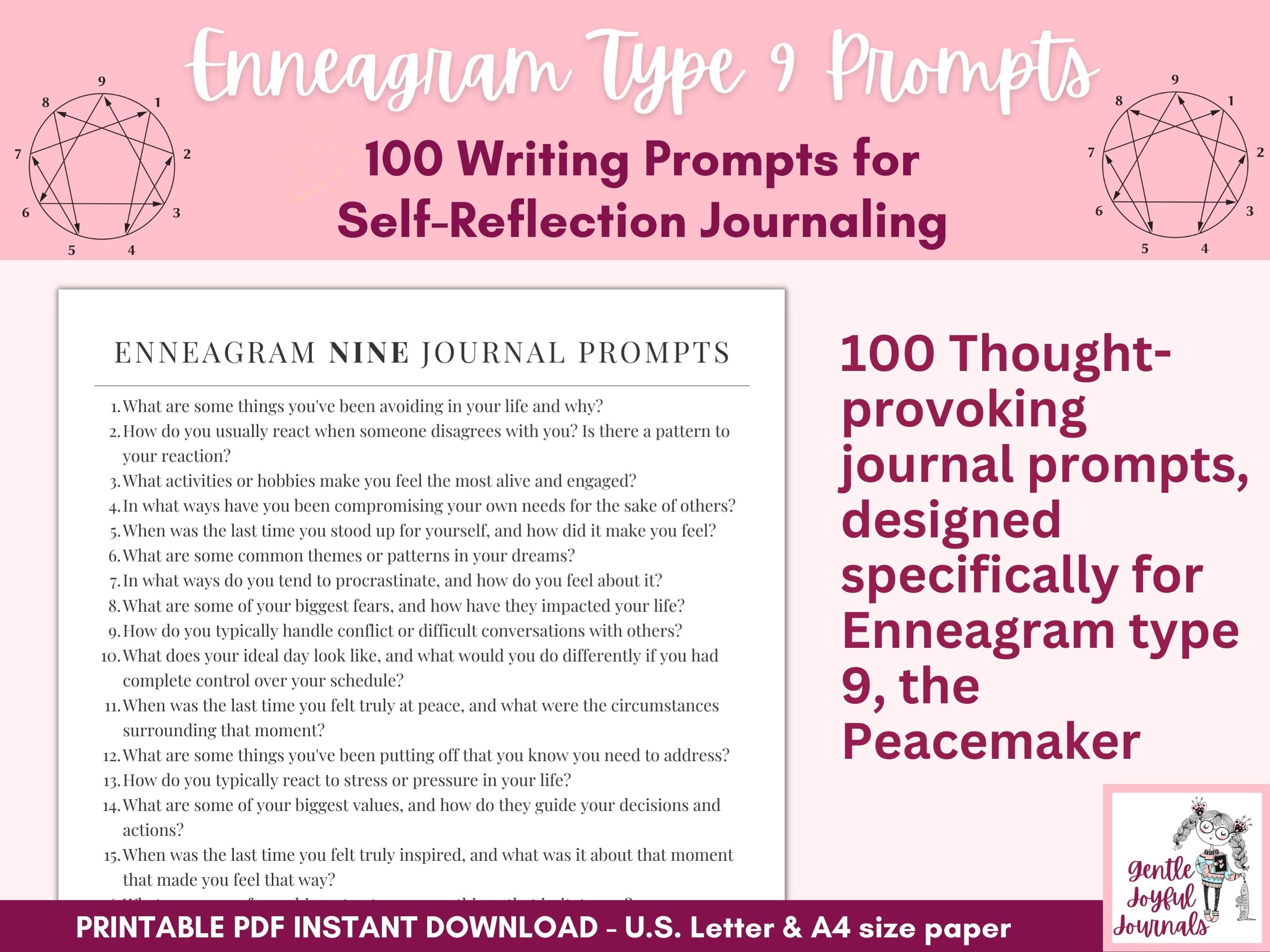 Enneagram Type 9 Journal Prompts Printable List of 100 Prompts Designed ...