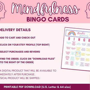 Mindful Moments Mindfulness Bingo Printable 60 Unique Bingo Cards LARGE ...