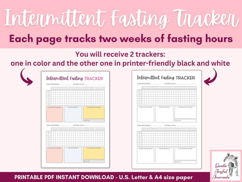 Intermittent Fasting Tracker Printable Fasting Log Planner Insert A4 ...