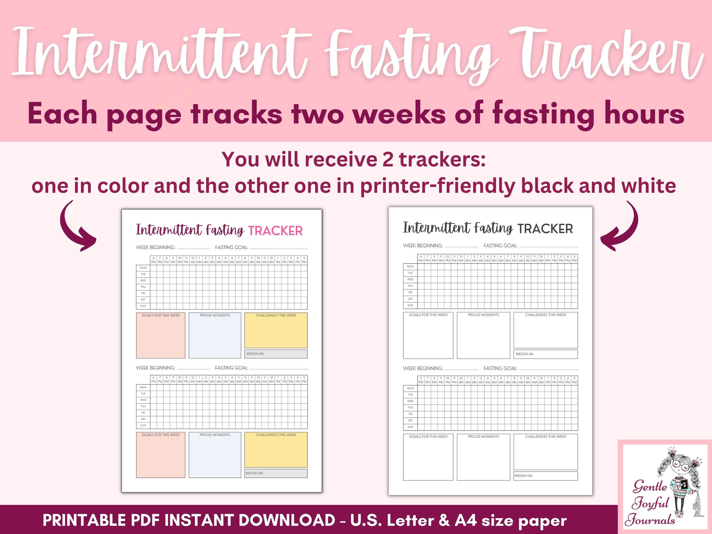 Intermittent Fasting Tracker Printable Fasting Log Planner Insert A4 ...