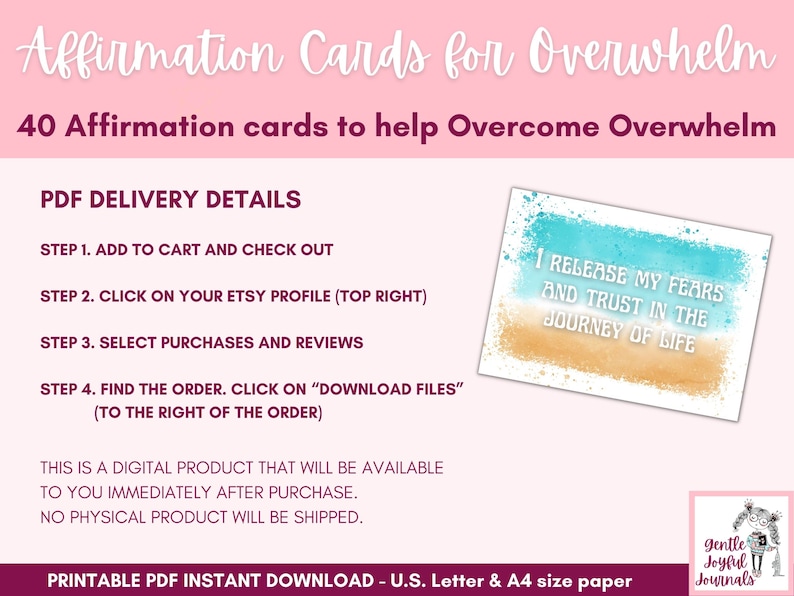 Affirmation Cards for Overcoming Overwhelm in Stressful - Etsy