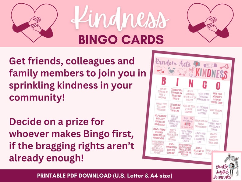 Random Acts of Kindness Bingo Printable 60 Unique Bingo Cards LARGE ...