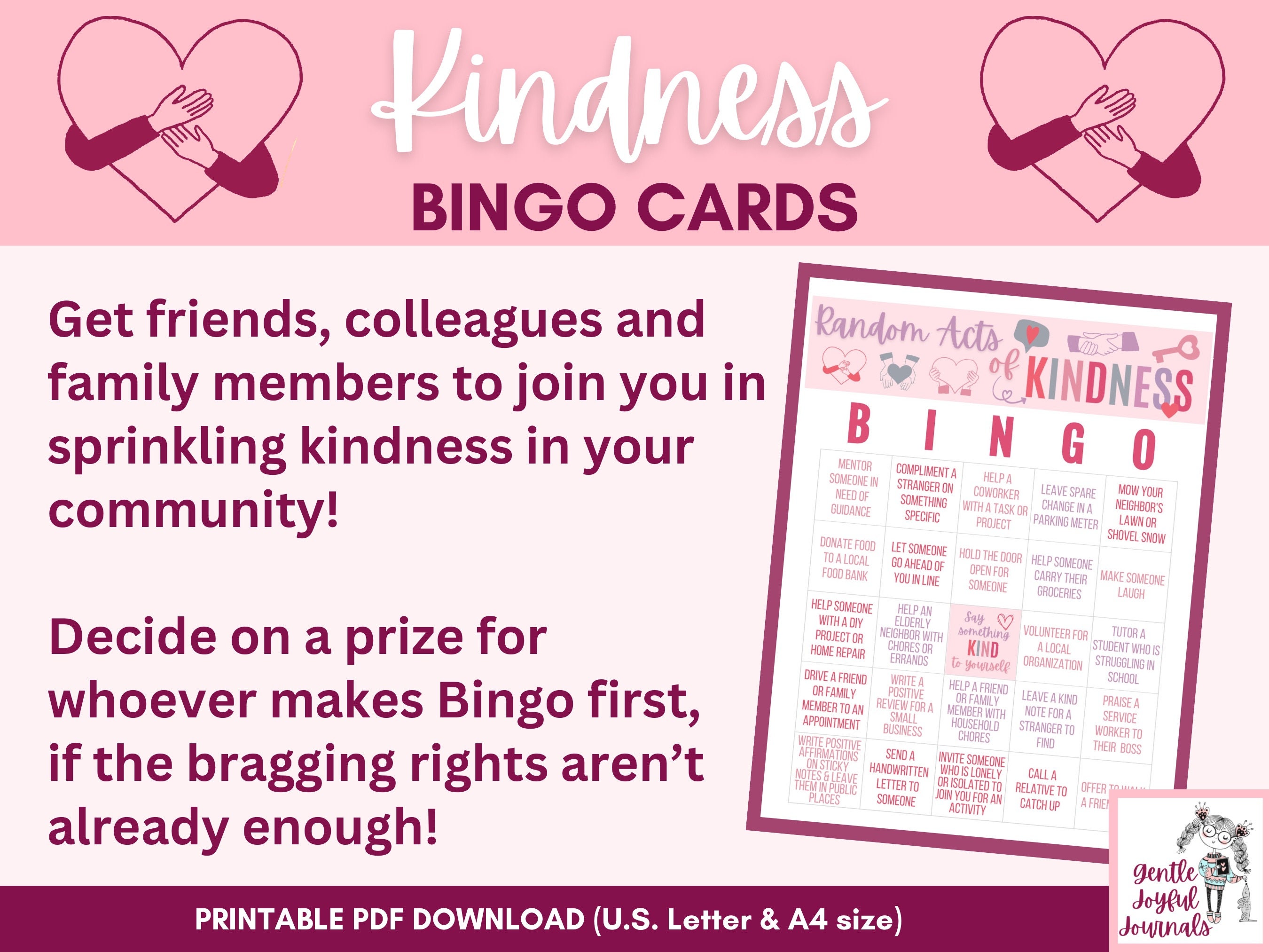 Random Acts of Kindness Bingo Printable 60 Unique Bingo Cards LARGE ...